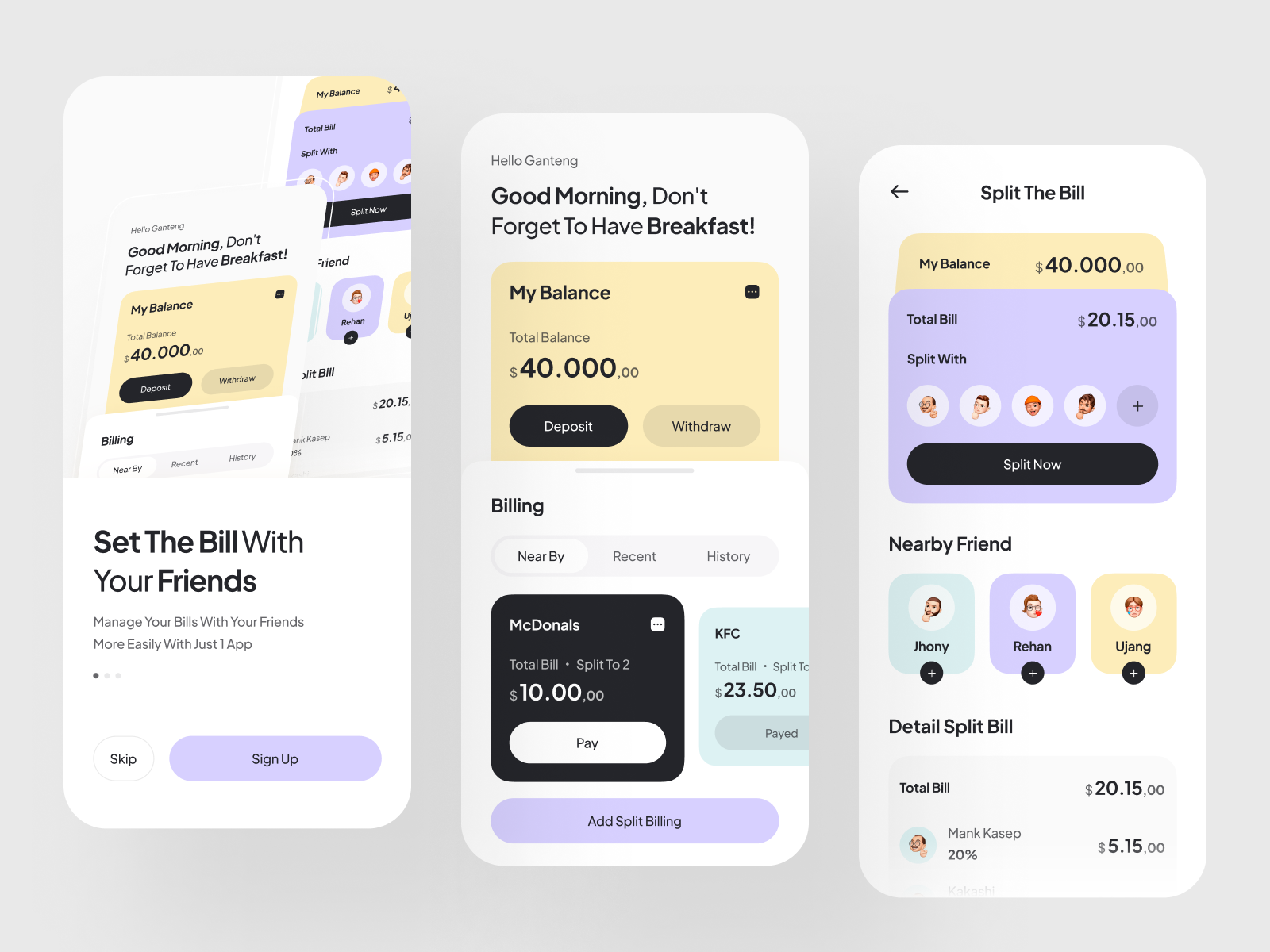 Split Bill - Mobile App Design 💵 by Asal Design for Keitoto on Dribbble