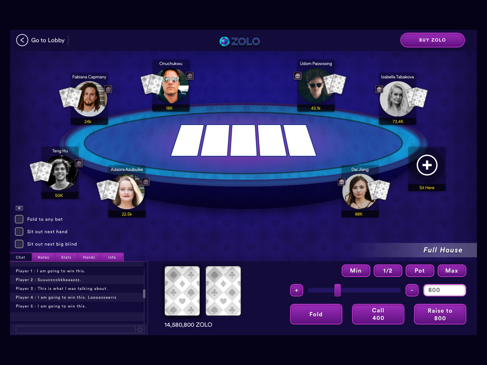 Blockchain based POKER game UI by Martin Naithani on Dribbble