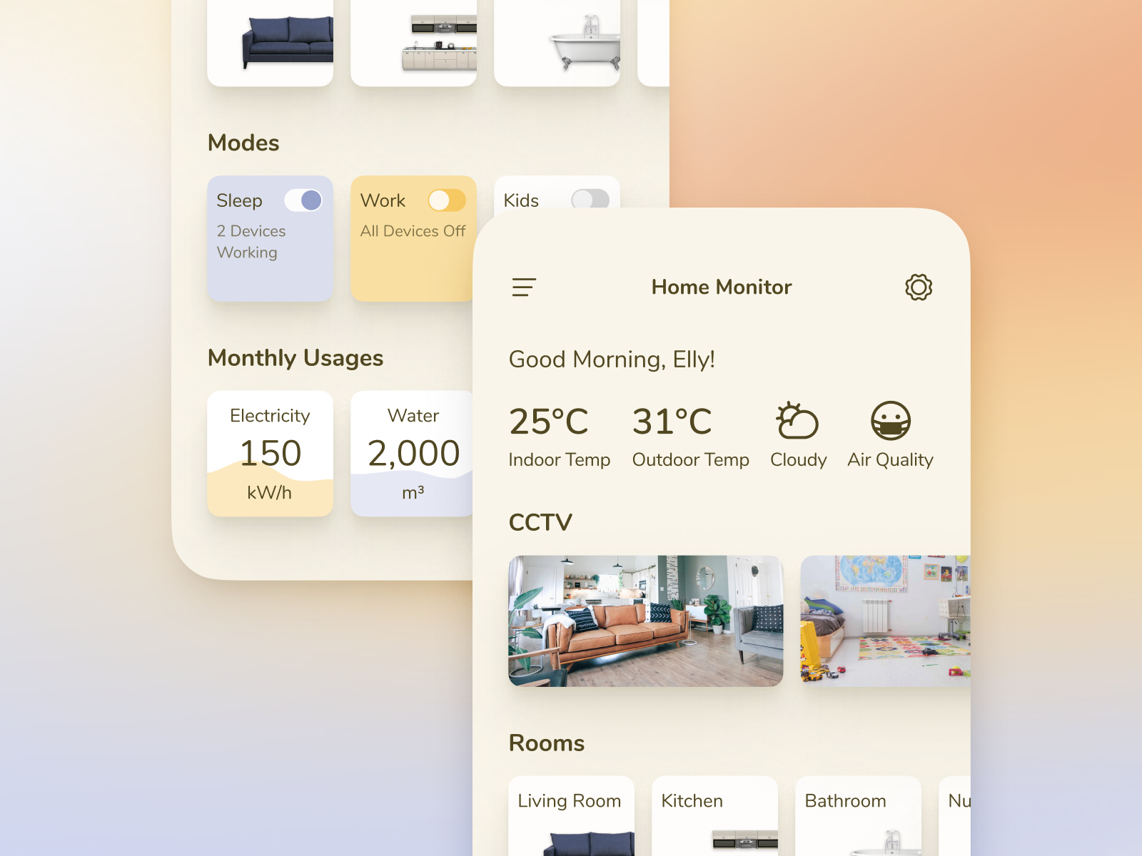 Smart Home App UI by Elly Hsieh on Dribbble