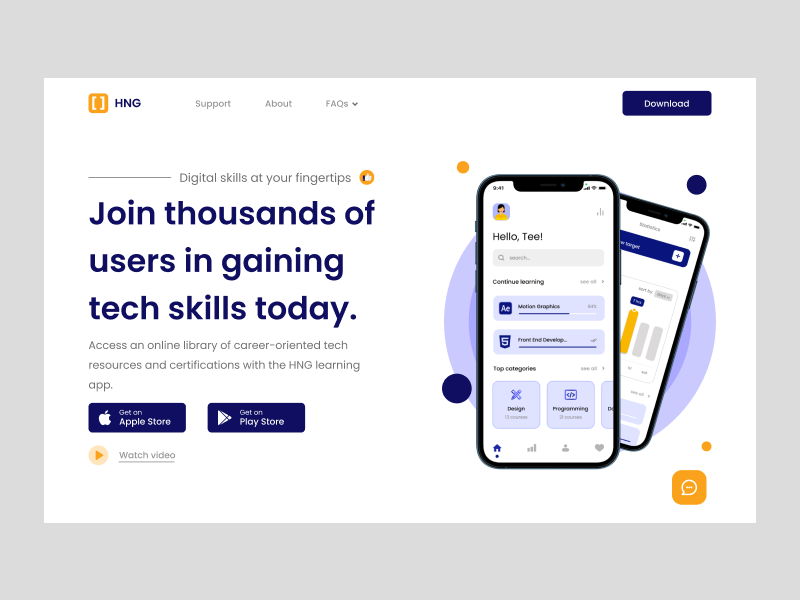 HNG learning app landing page by Tomi Olanrewaju on Dribbble