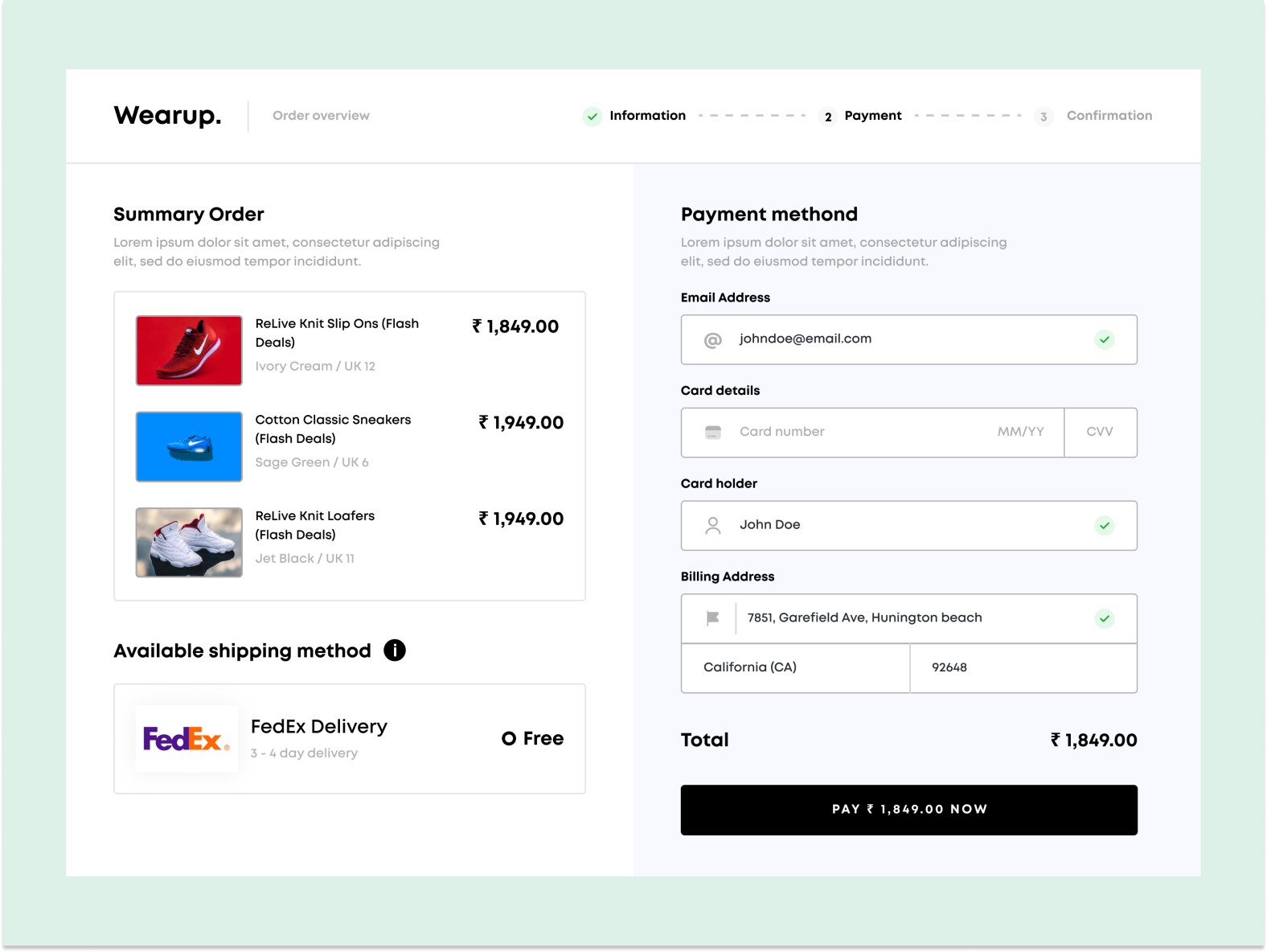 Checkout page UI design by Mihir Vaghani on Dribbble