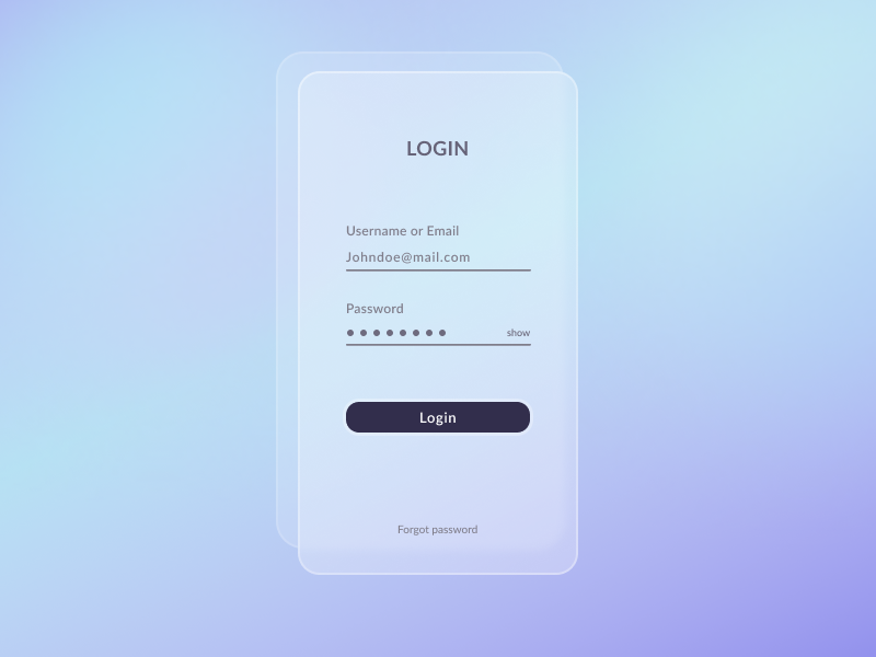 Glassy mobile login by Edina on Dribbble