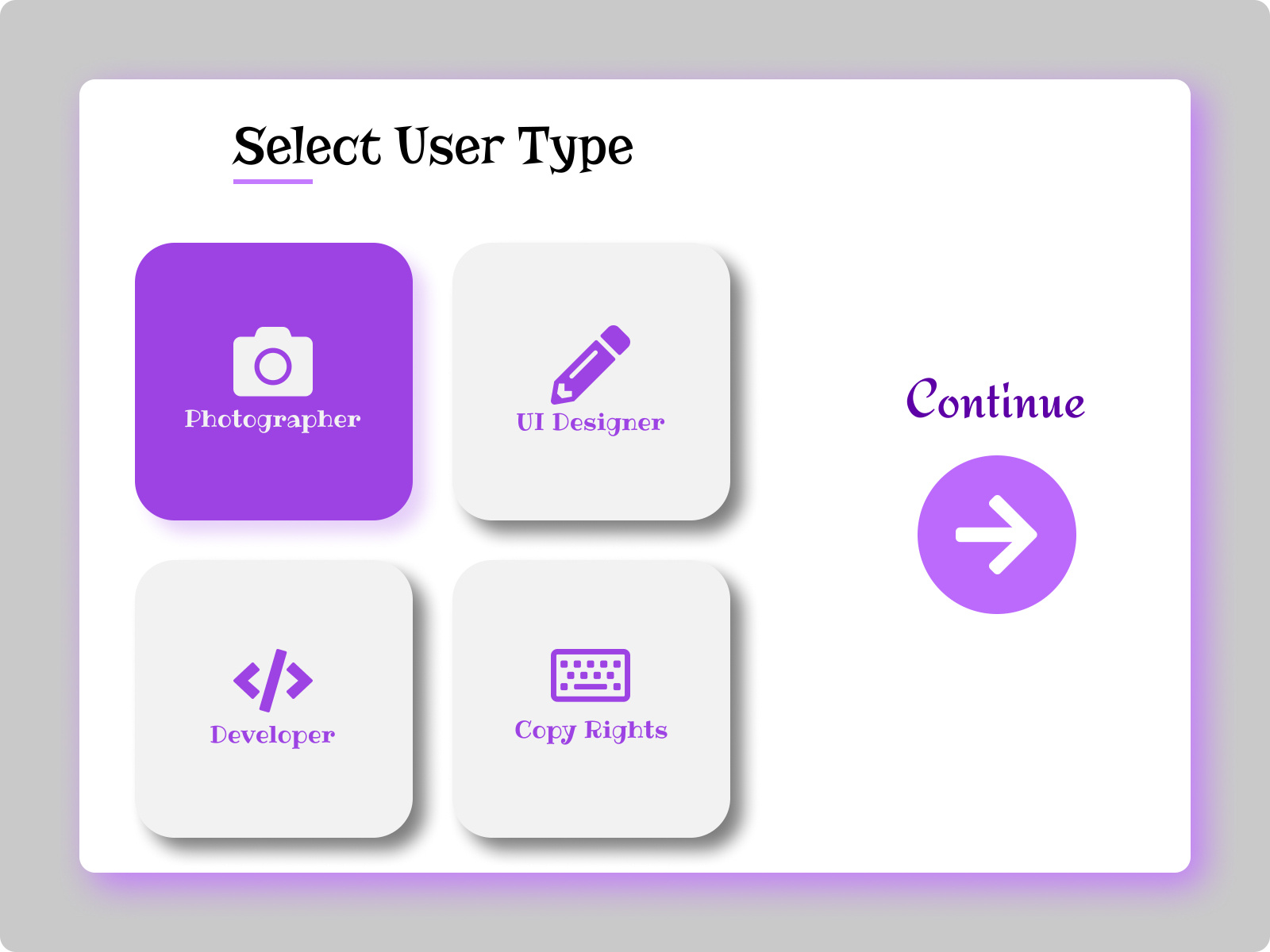Select User Type by Wilito Max on Dribbble
