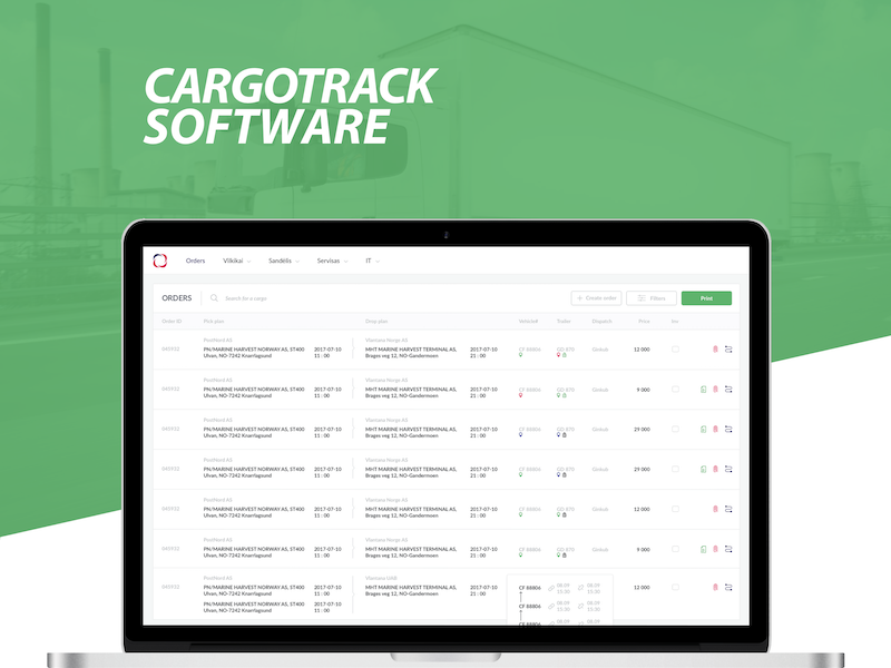 Cargo software dashboard by Rokas Domarkas on Dribbble