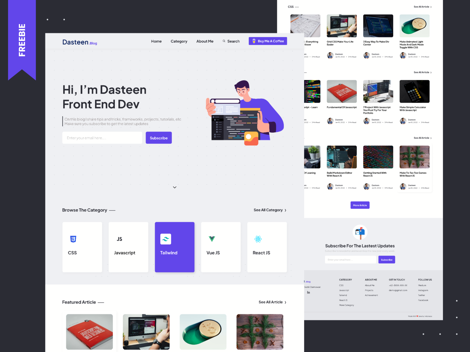 Personal Blog Landing Page #FREEBIE by Dastin Darmawan on Dribbble