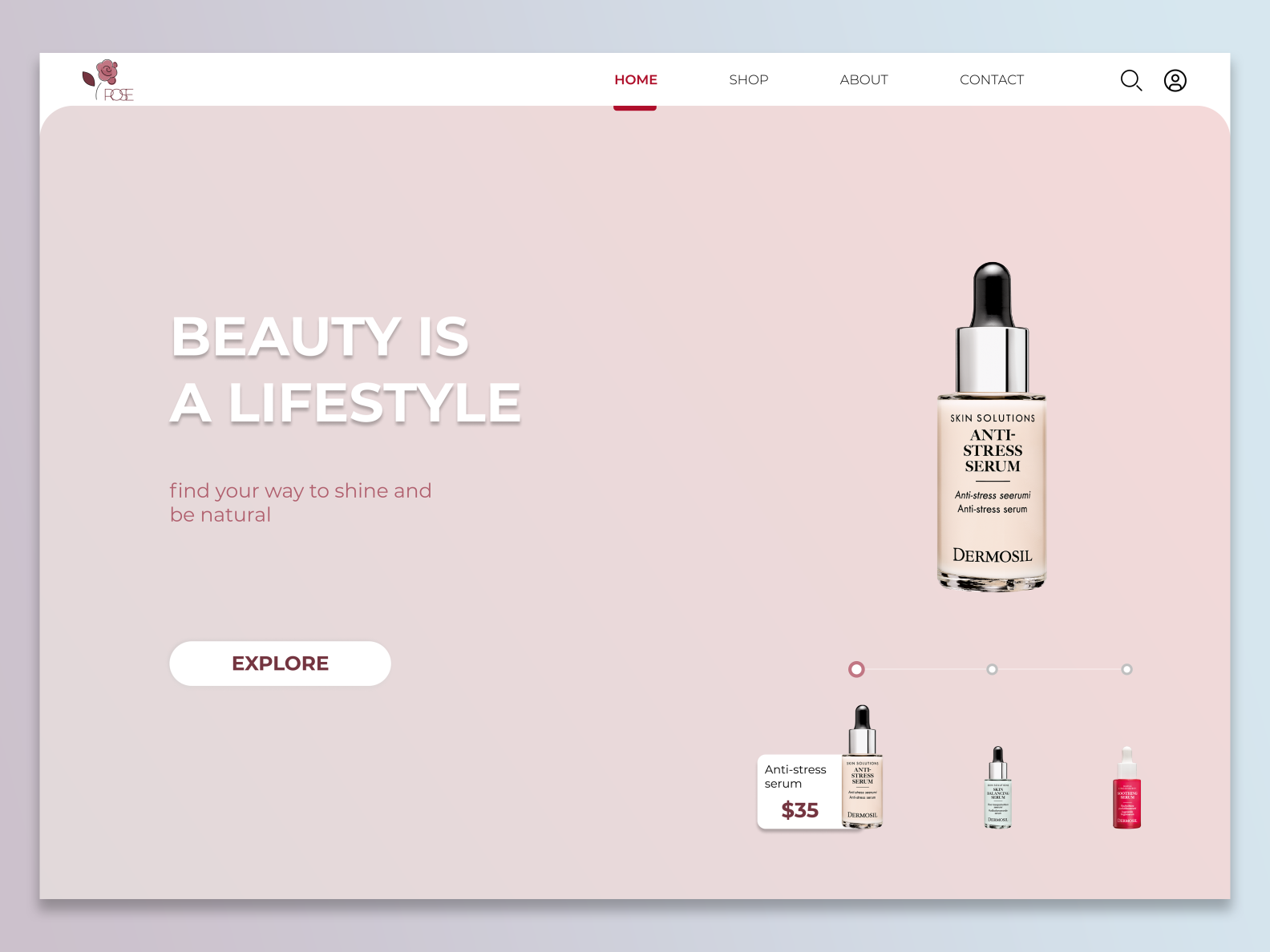 Beauty products website by Olga Solovieva on Dribbble