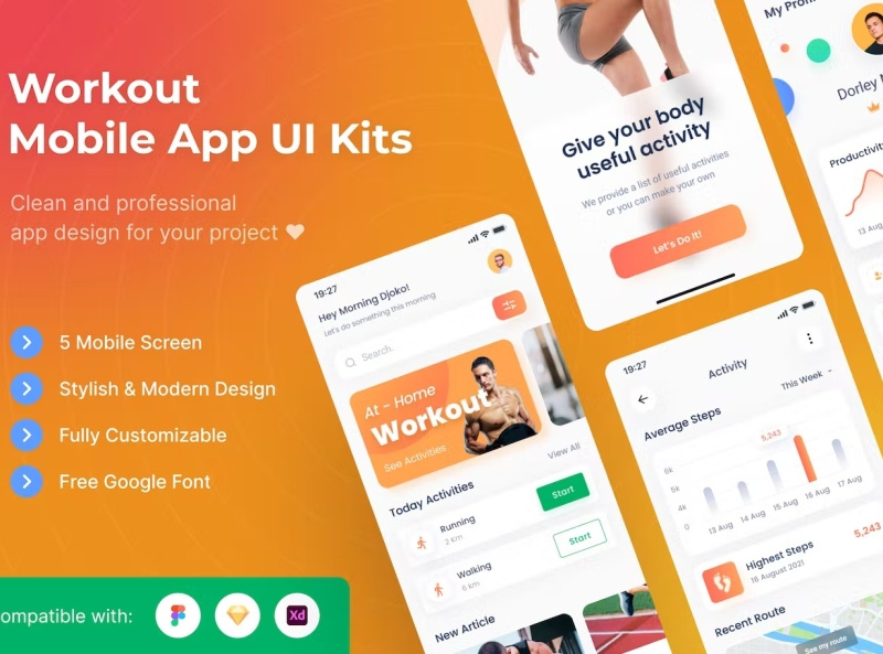Workout Mobile App UI Kits by UI Foundry on Dribbble