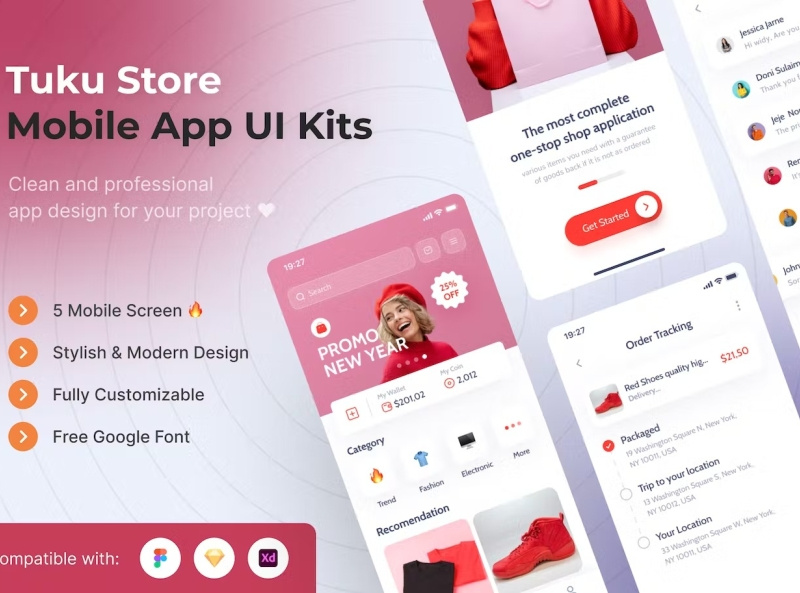 Tuku Mobile App UI Kits Template by UI Essentials on Dribbble