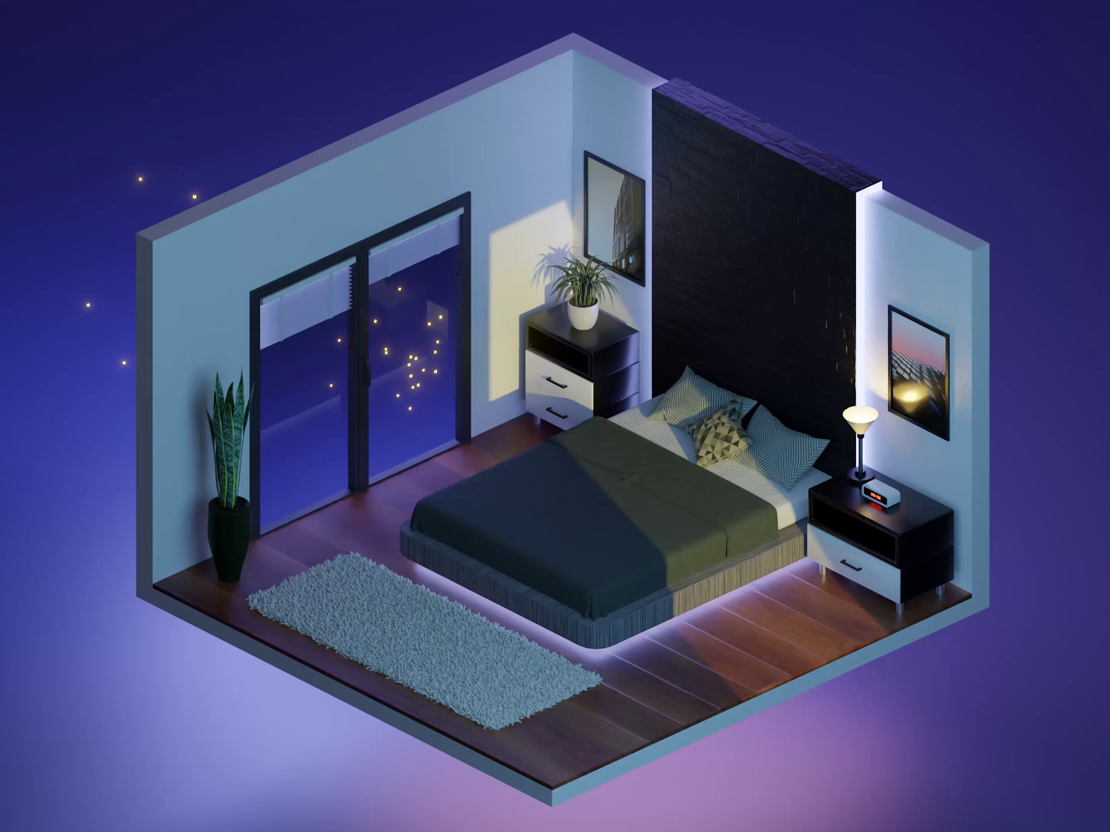 Isometric Bedroom Fireflies animation by Mario Uranjek on Dribbble