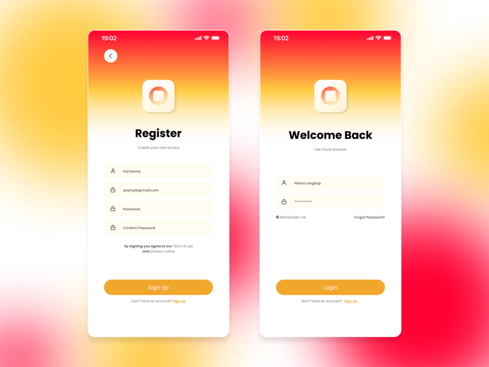 Dribbble - Daily Design Login and Register Mobile App.png by Hamizan ...