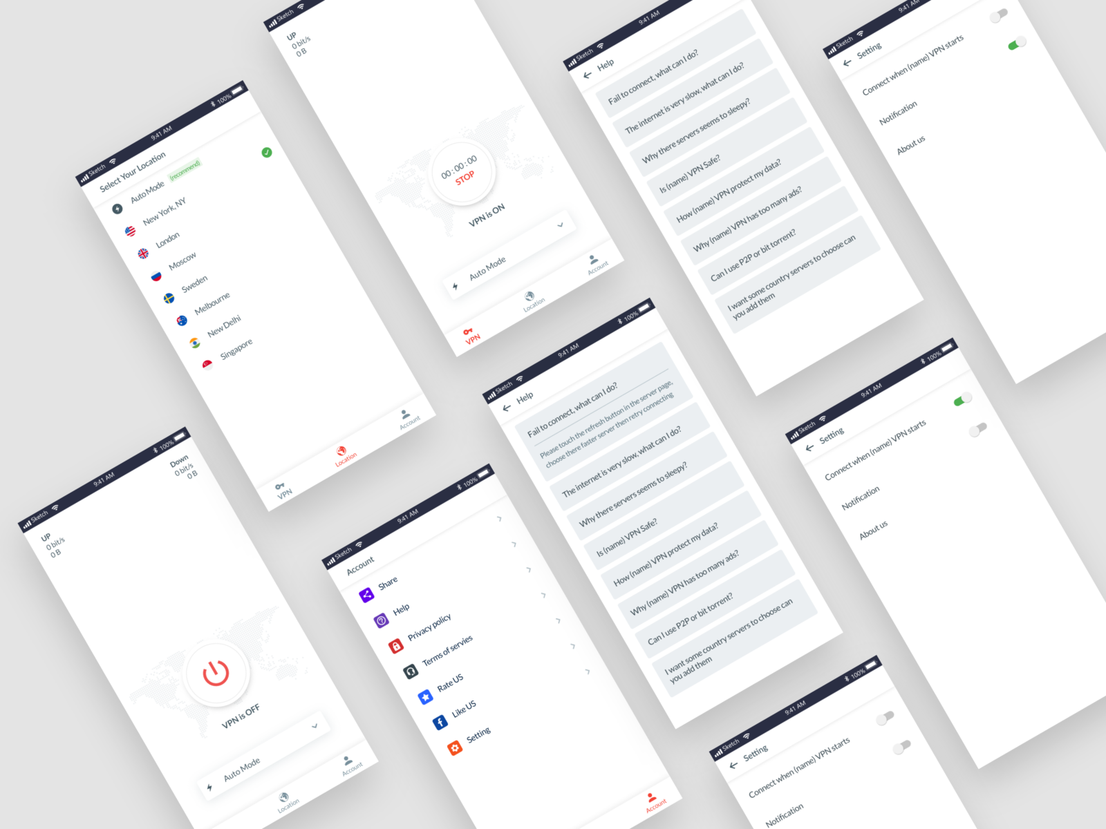 VPN Mobile UI/UX Design by litoondev on Dribbble
