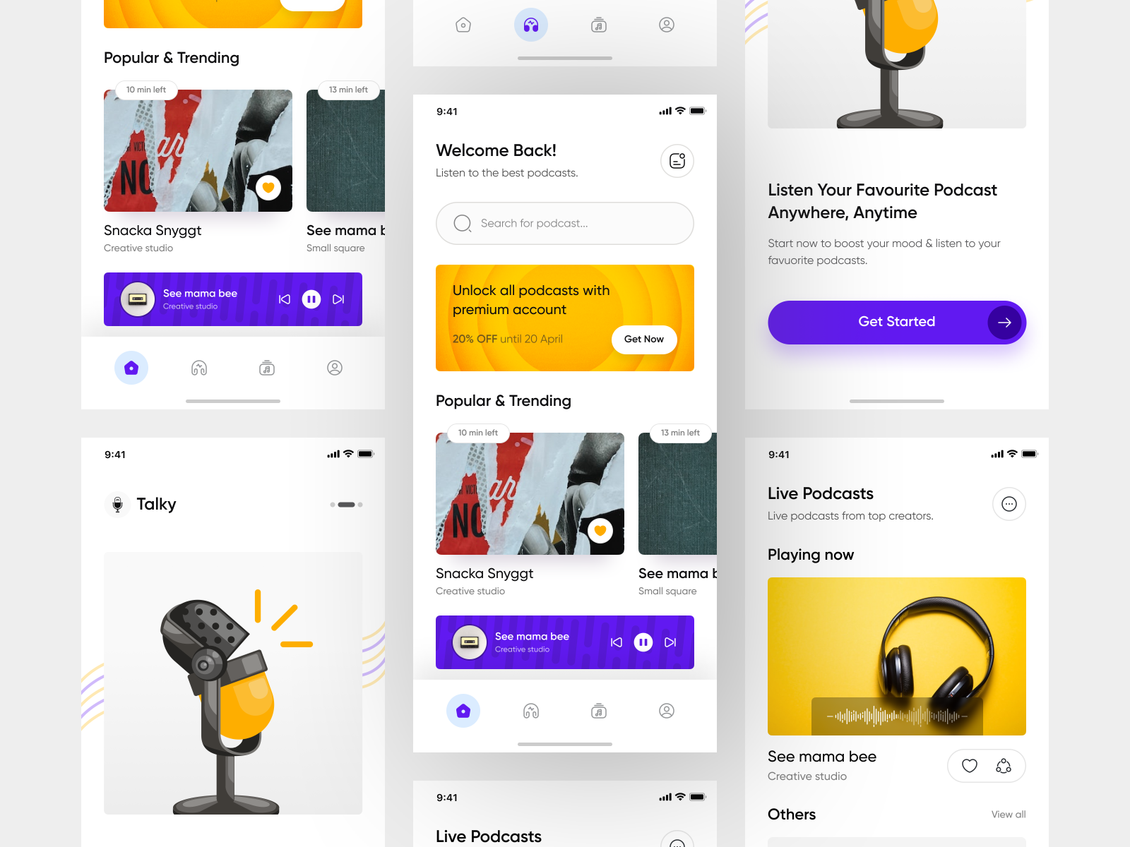 Podcast App Design by Khuram for The Small Square on Dribbble
