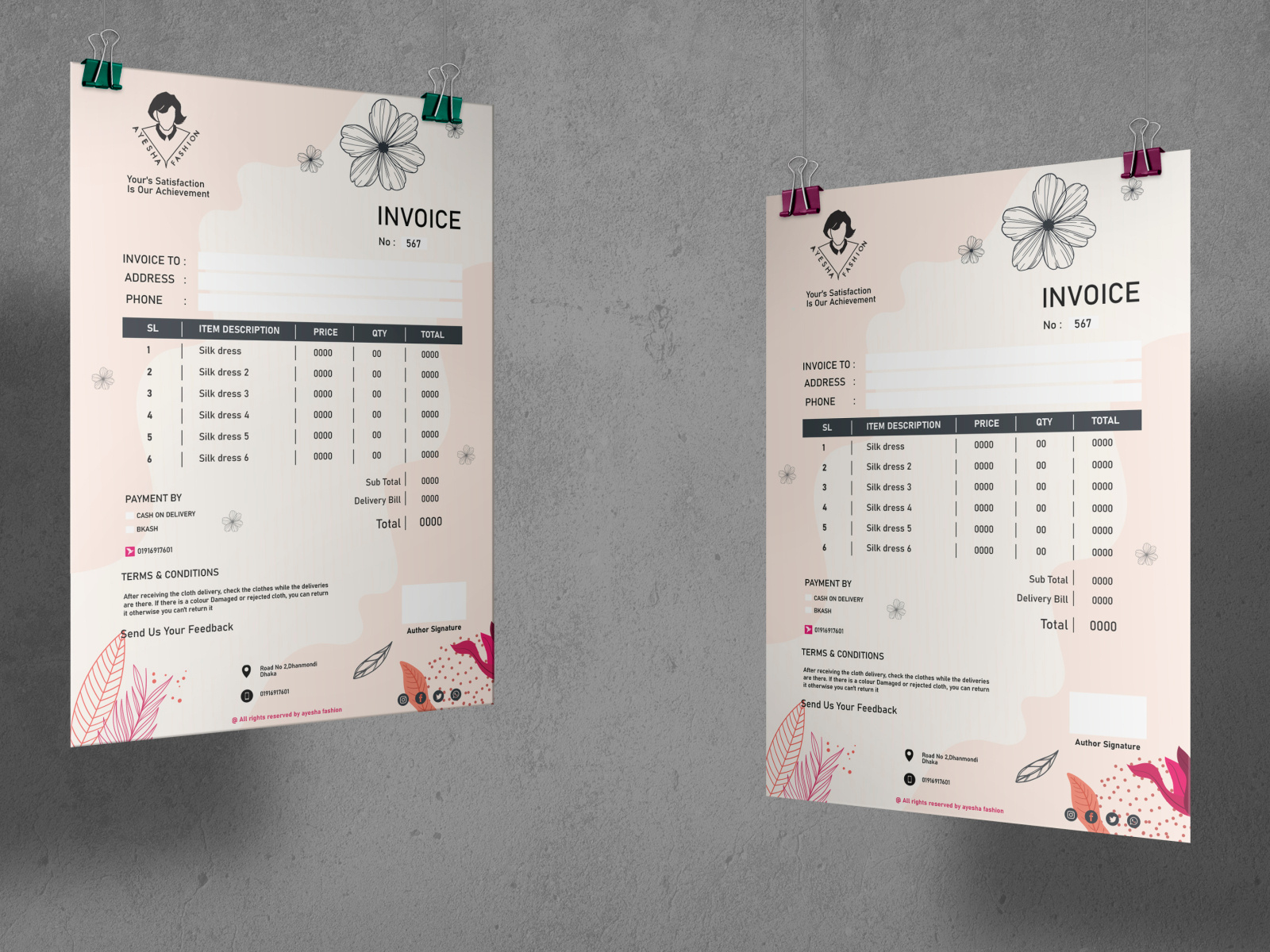 Ayesha Fashion Invoice Design by Joy Ram on Dribbble