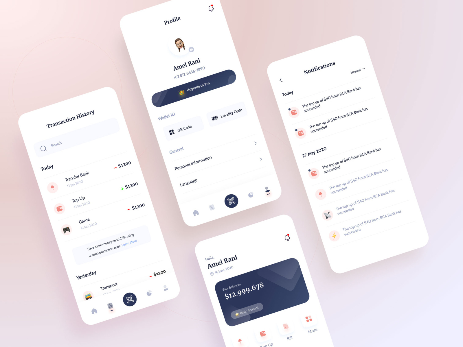 UI Design for an e-wallet mobile app by Noushin Behyan on Dribbble