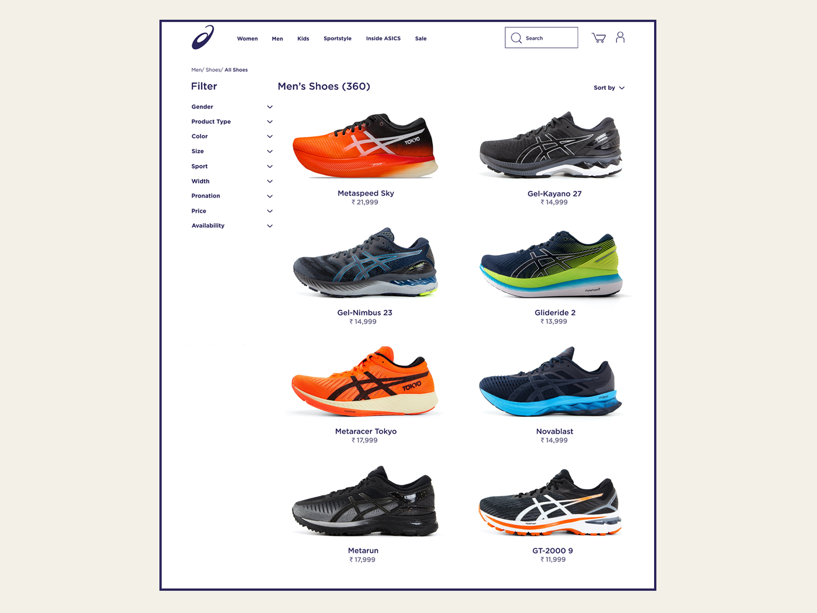 ASICS Product page concept by Aryik Gupta on Dribbble