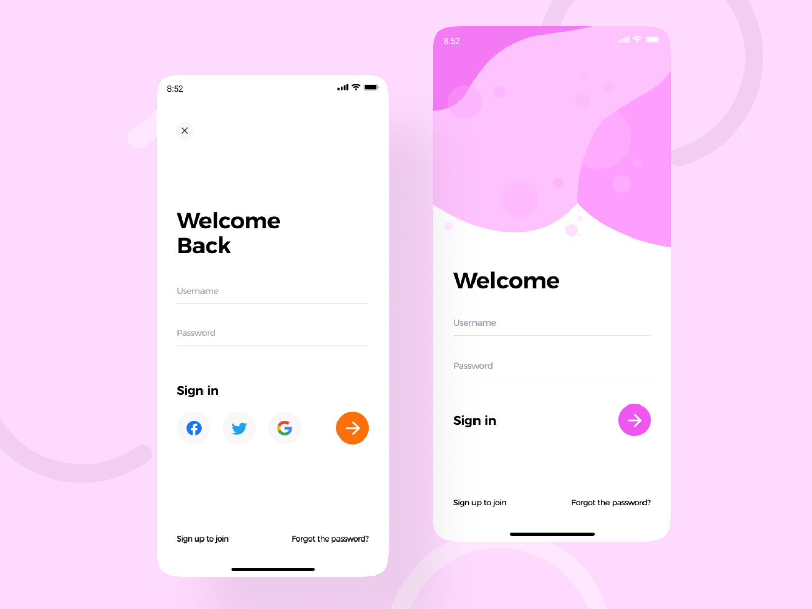 Sign in App - Pink theme by Kim Wahlman on Dribbble