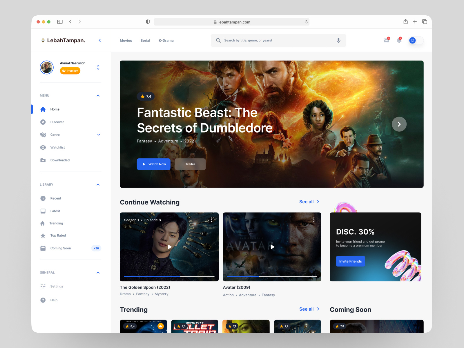 LebahTampan - Movie Dashboard Design by Akmal⚡ on Dribbble