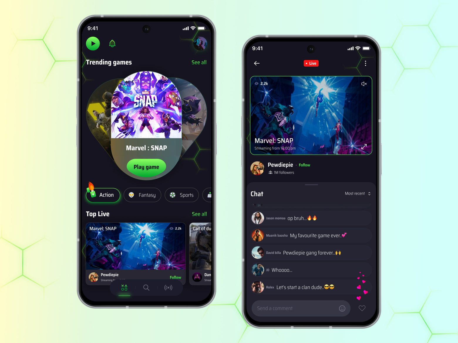 Game streaming mobile app by DANIEL on Dribbble