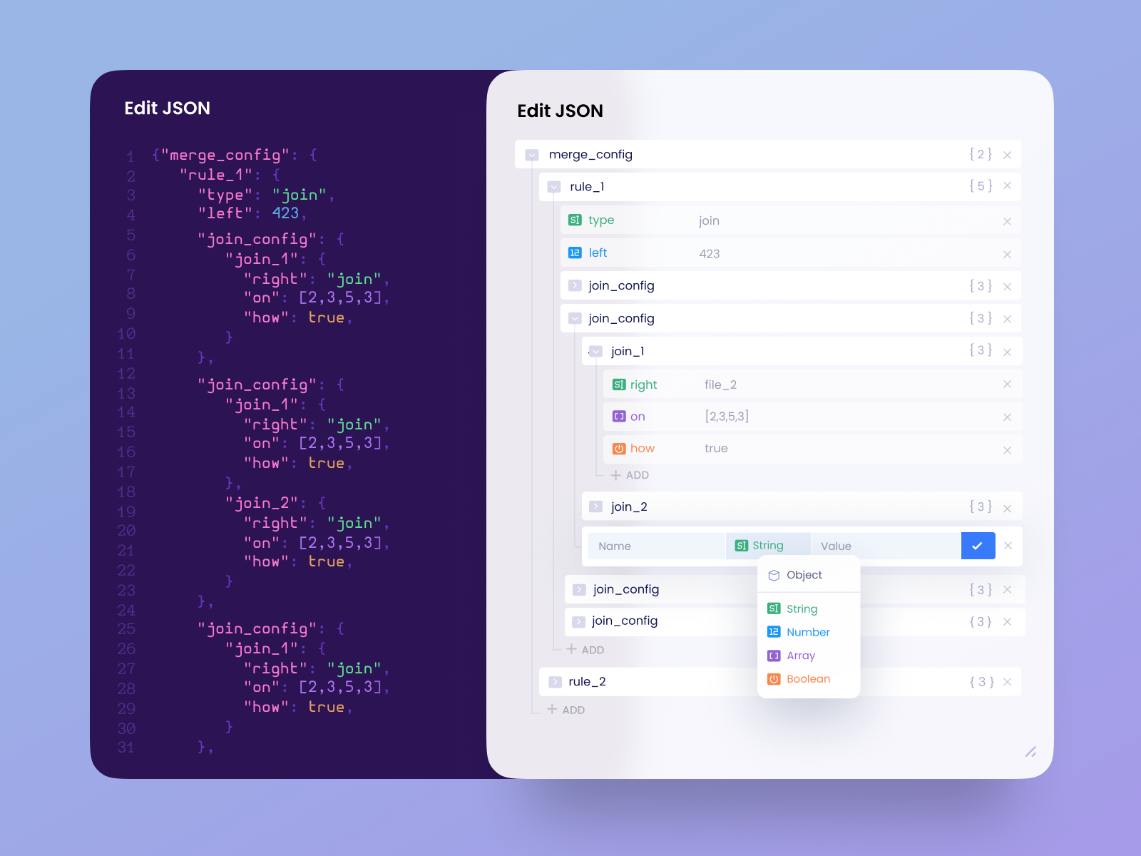 Visual JSON Editor by Anandhakrishnan on Dribbble