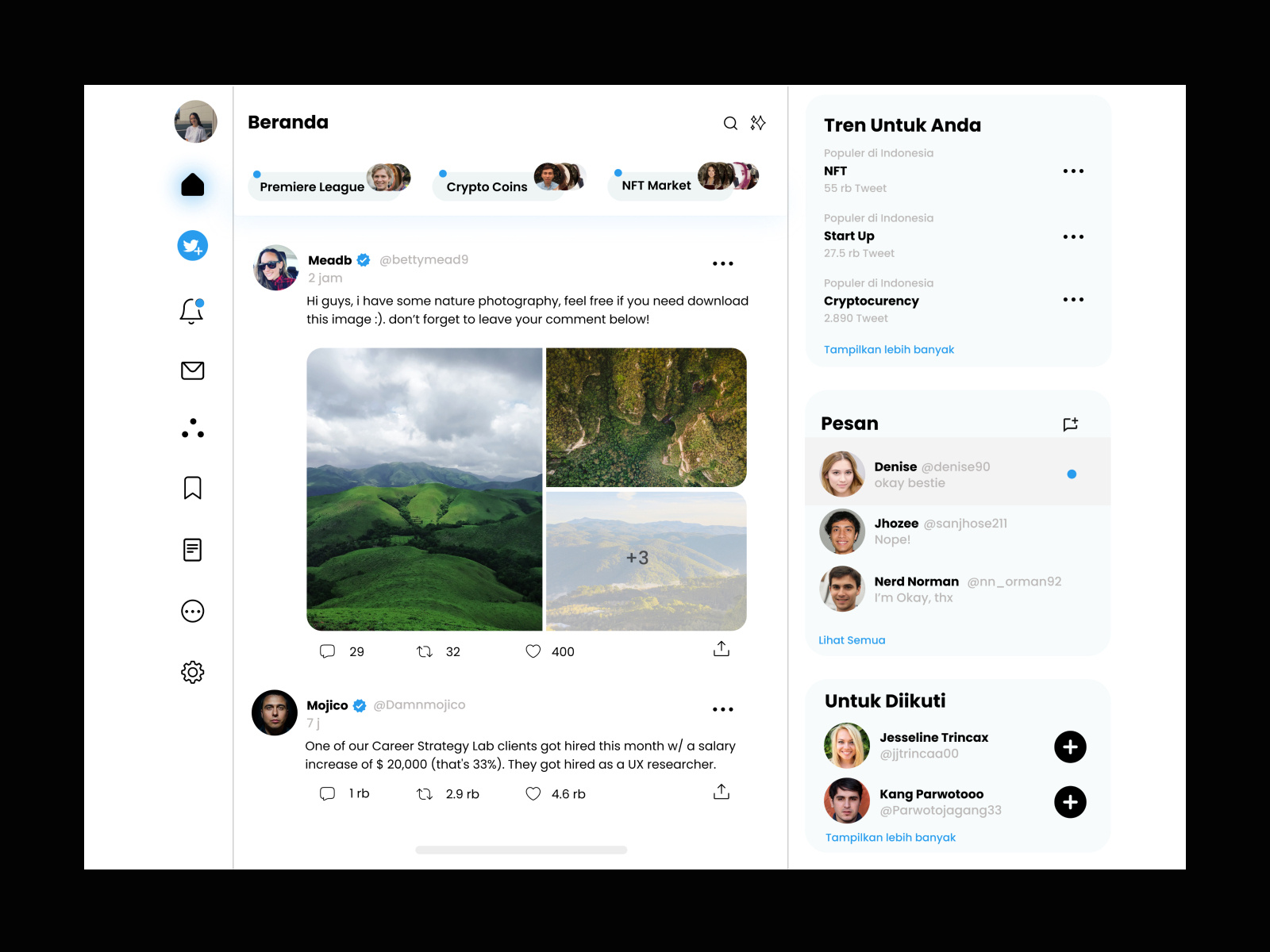 Twitter UI Redesign by Rizal Faqrul on Dribbble
