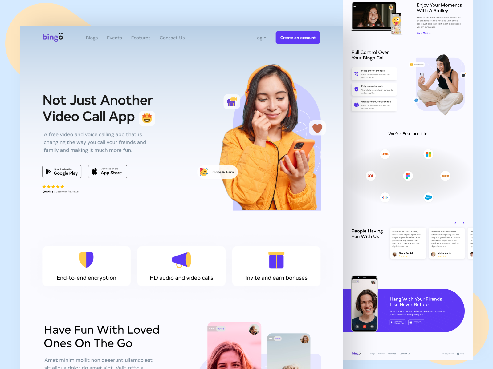 Bingo Landing Page Design - Video Call App Website by Farhan Khan on ...