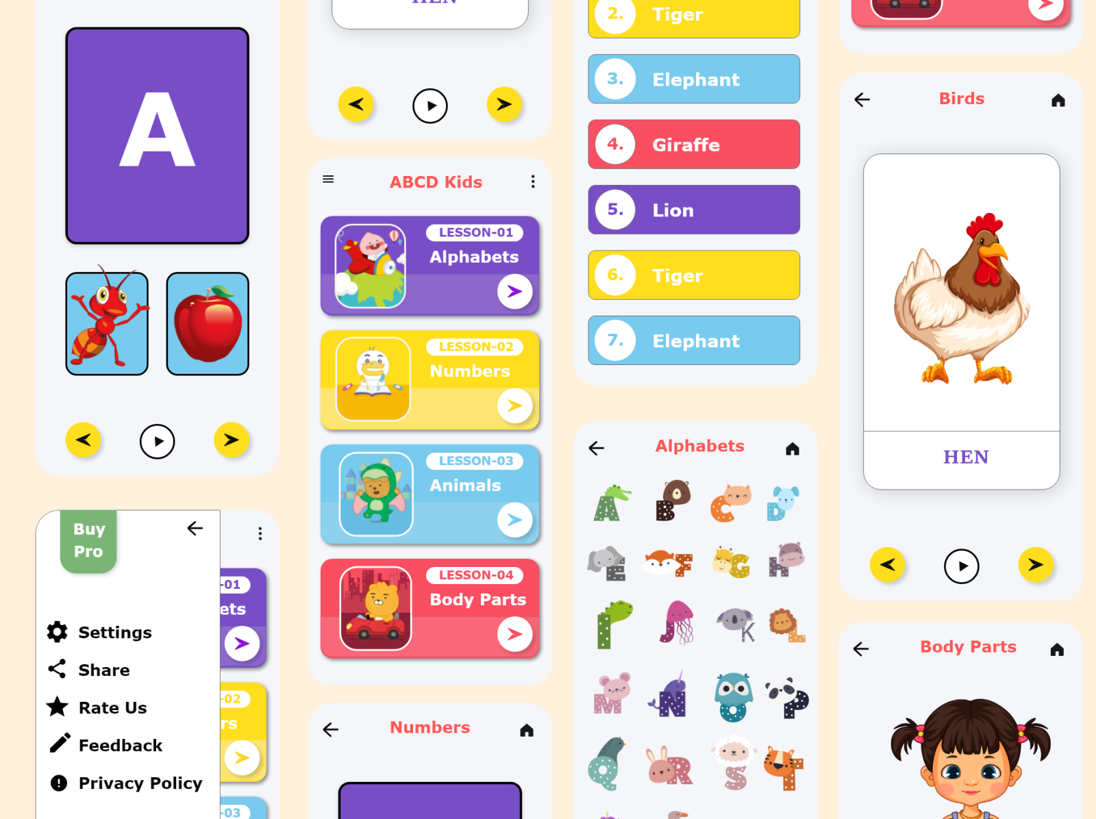 ABCD Kids App UI by Aditya Sonawane on Dribbble