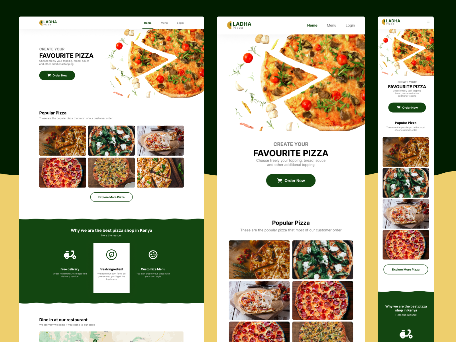 Pizza Shop Landing Page by Krisna Wiyana on Dribbble