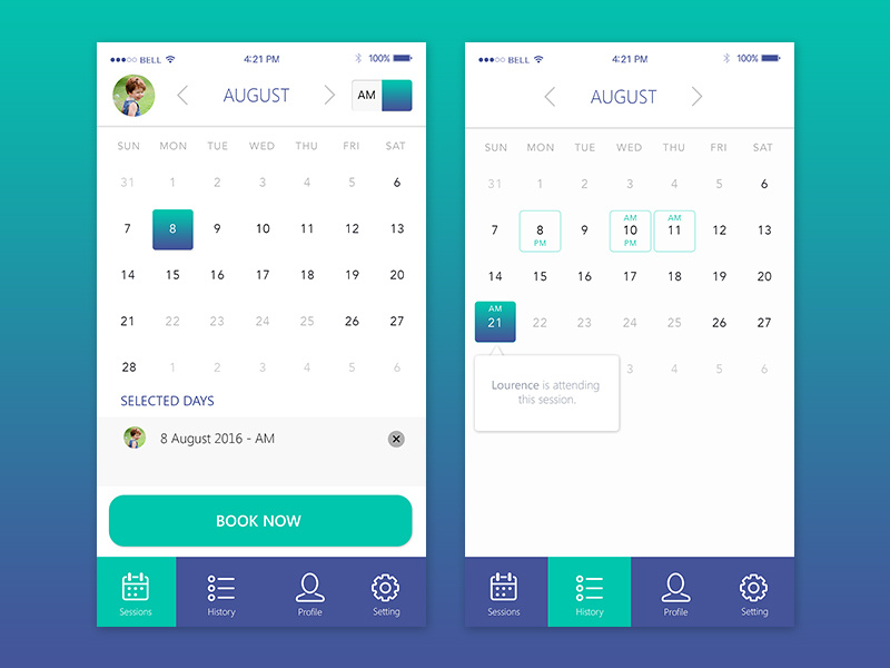 Day Care Sessions App by Krisna Adi Wiyana on Dribbble