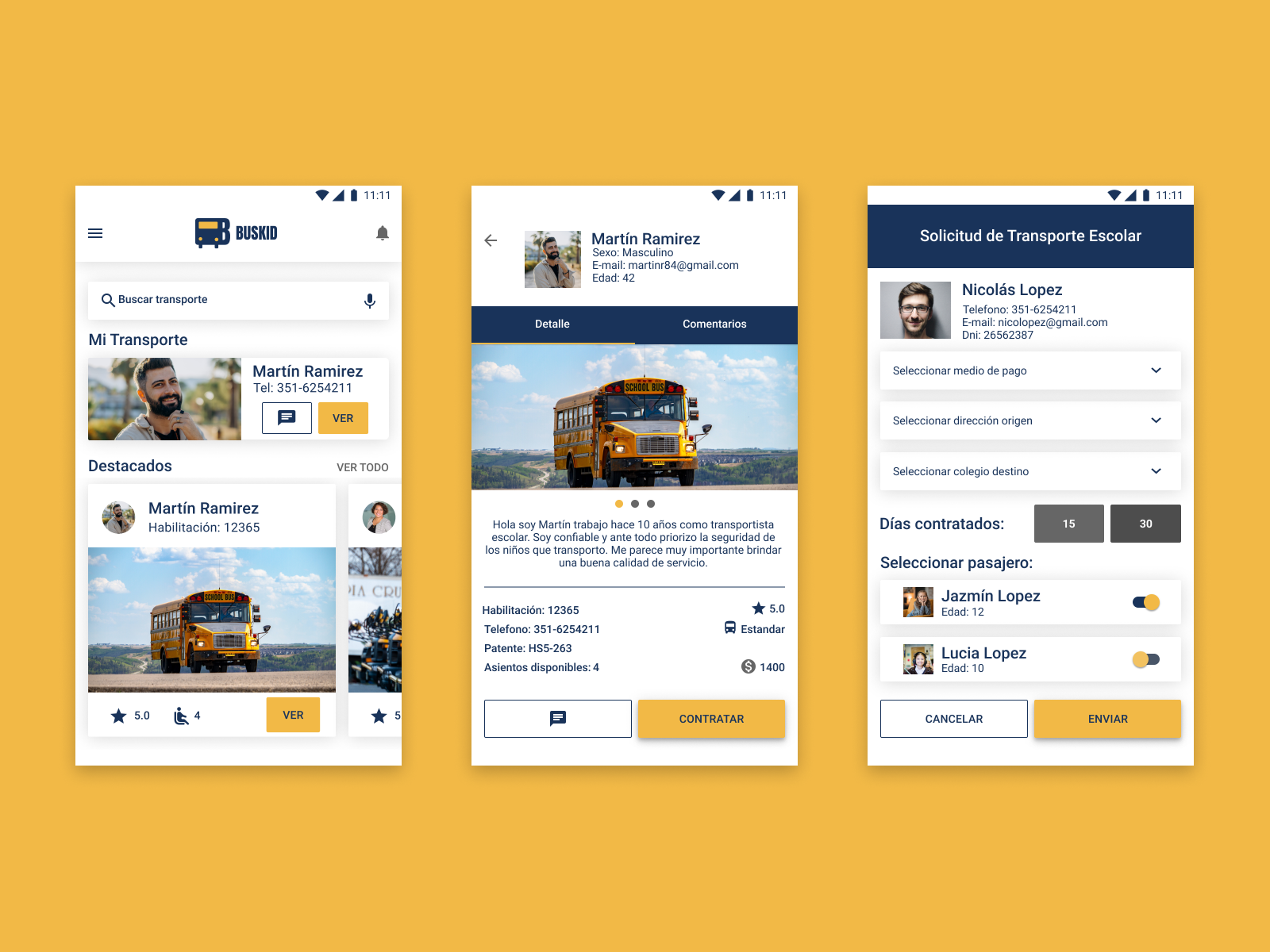 School Bus mobile app by Fernando Nicolas Sayavedra on Dribbble