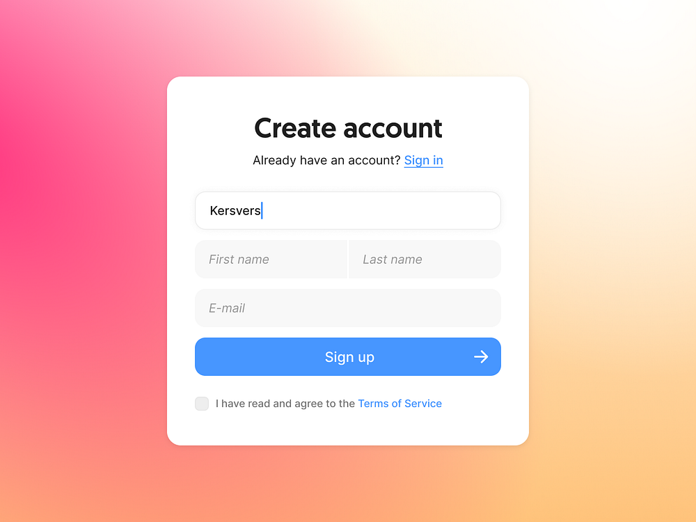 Sign up form by Pieter-Pleun Korevaar on Dribbble