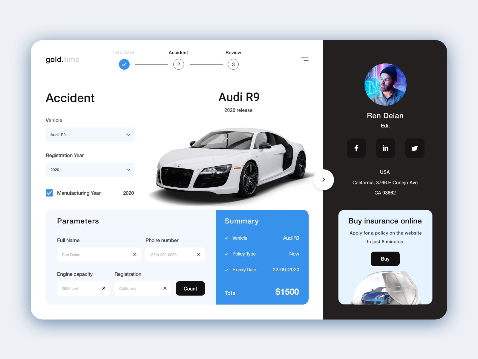 Gold.time - Car Online Insurance Landing Page by Happy Kandoi on Dribbble