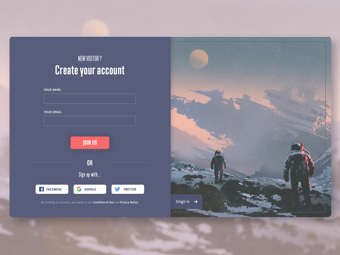Sing Up Page by Francetus on Dribbble