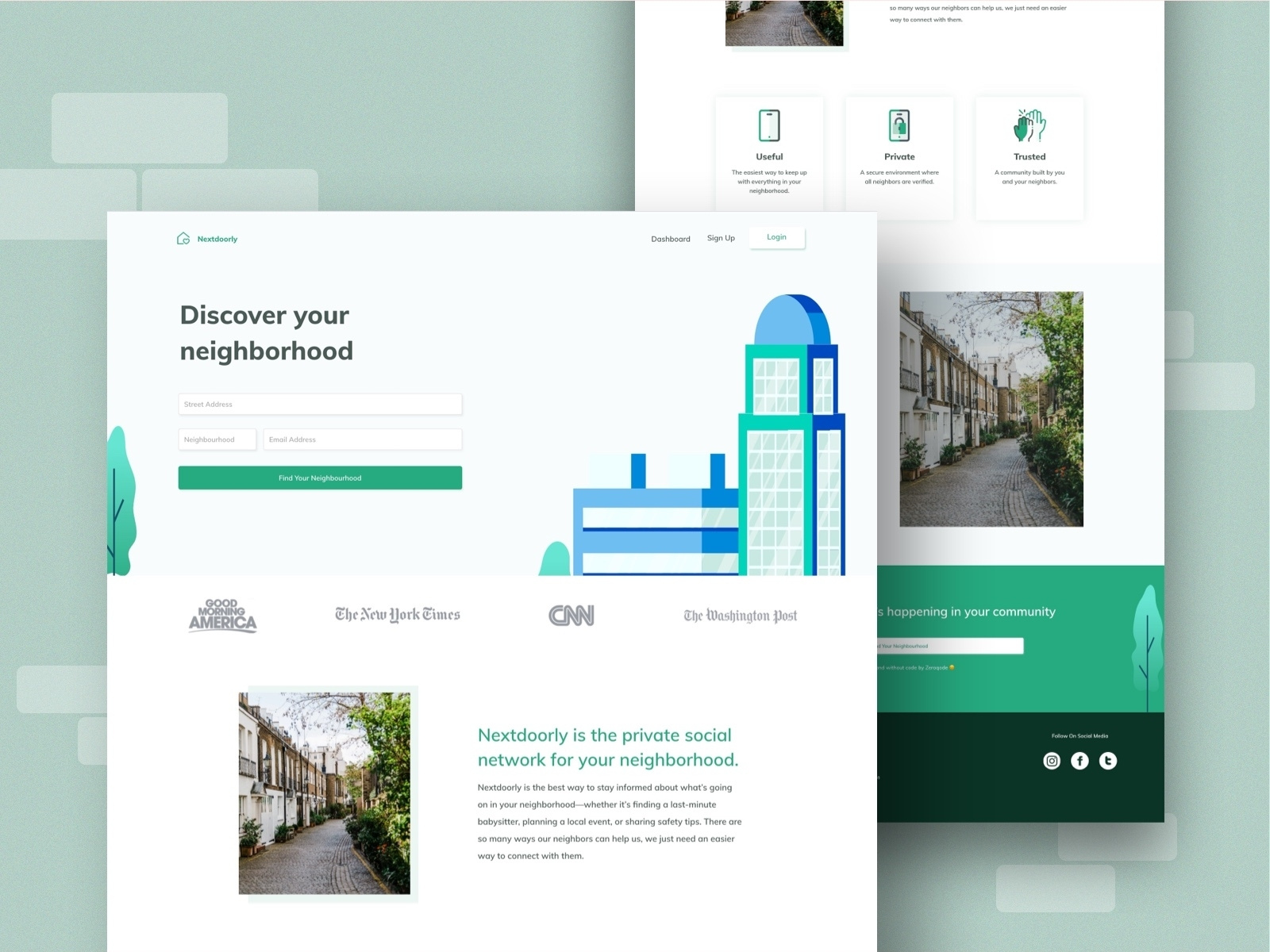 Nextdoor No-code Template by Mizhgon Bakhti for Zeroqode on Dribbble