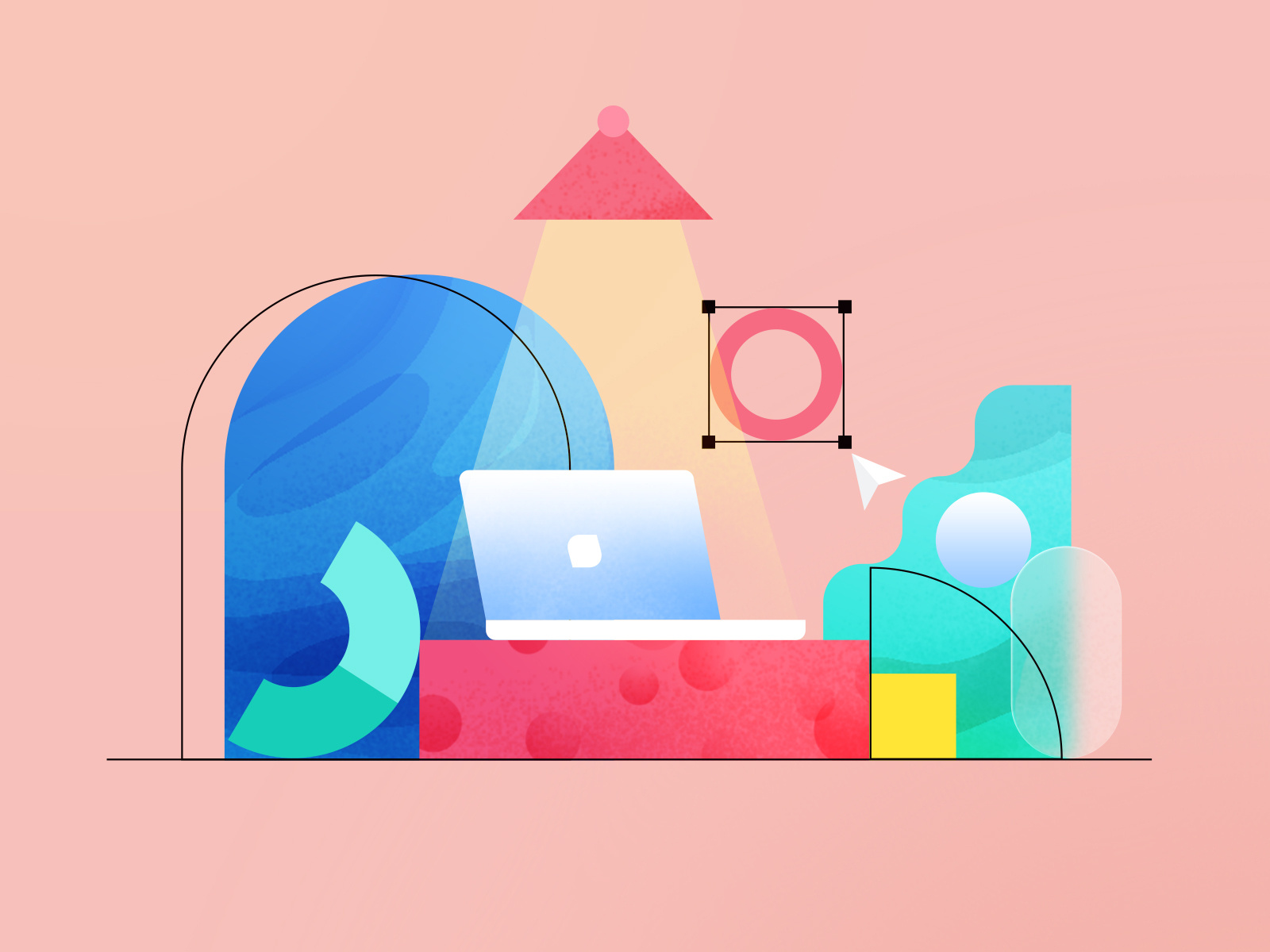 Geometry office illustration by Seven. on Dribbble