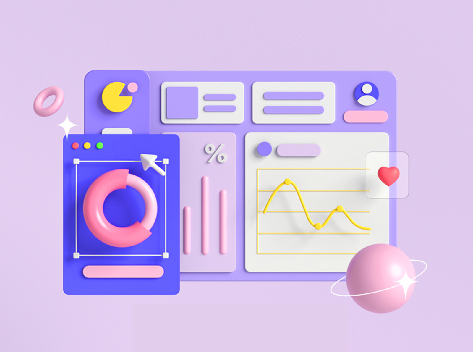 3D Dashboard interface by Seven. on Dribbble