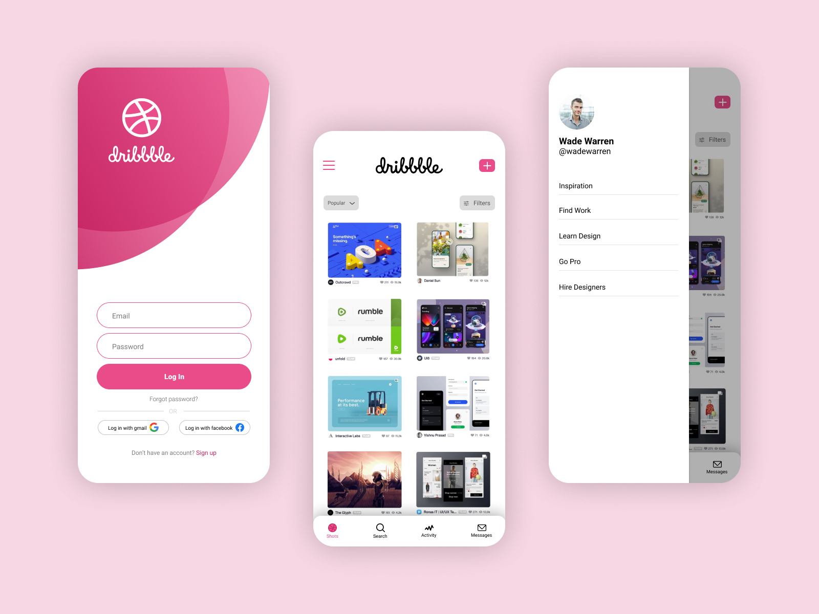 Dribbble App by Riya Chohan on Dribbble