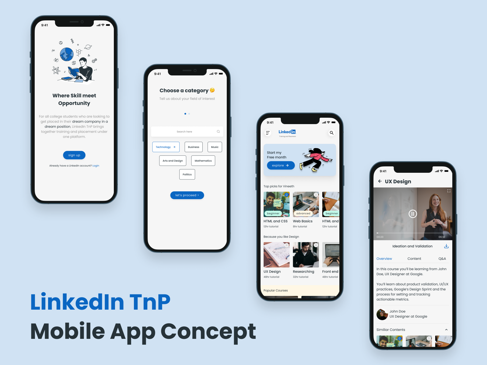 LinkedIn TnP - Mobile App Concept by Vineeth Nair on Dribbble