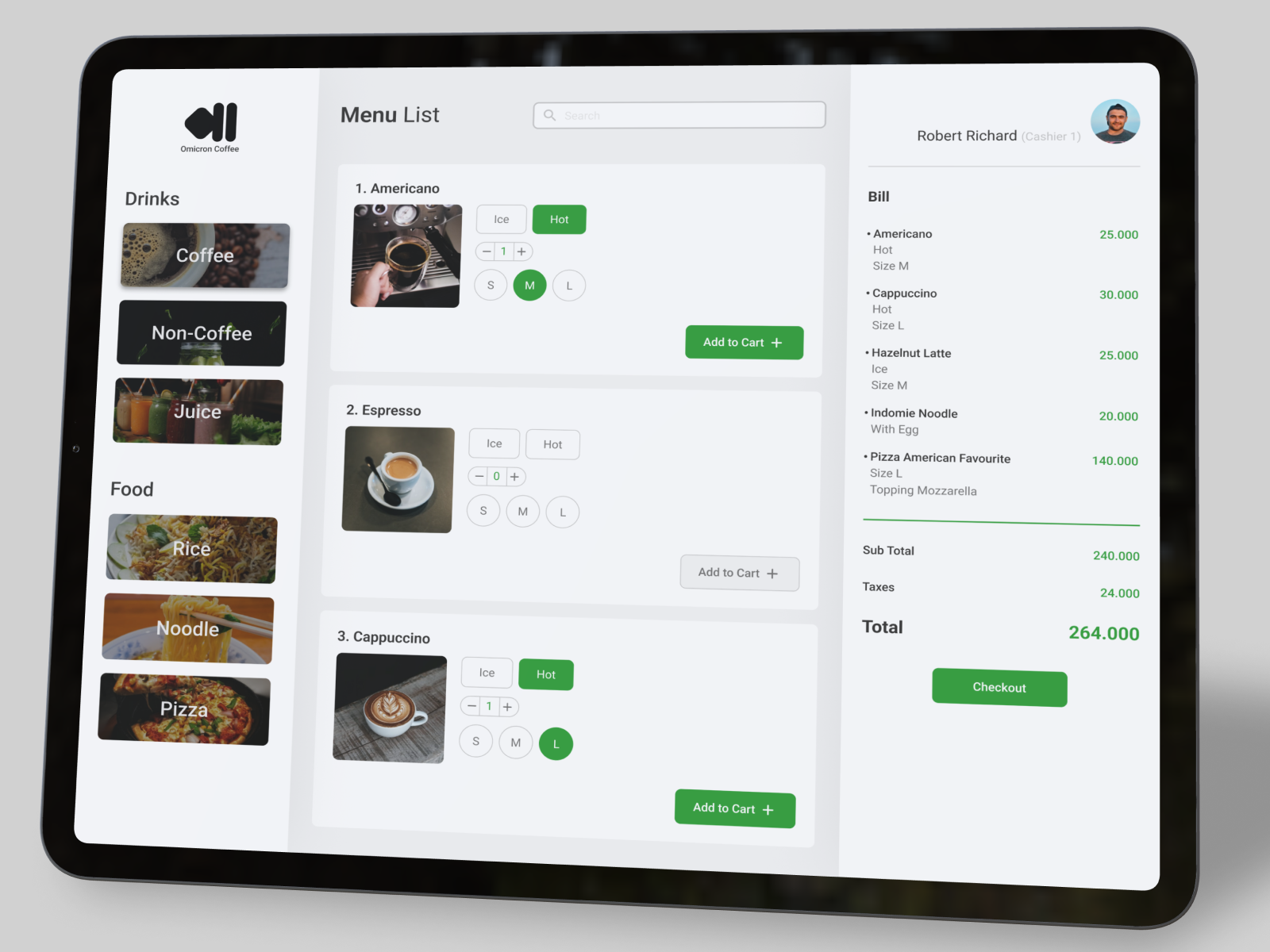 Cashier - POS system for omicron coffee by Angga Aditiya Putra on Dribbble