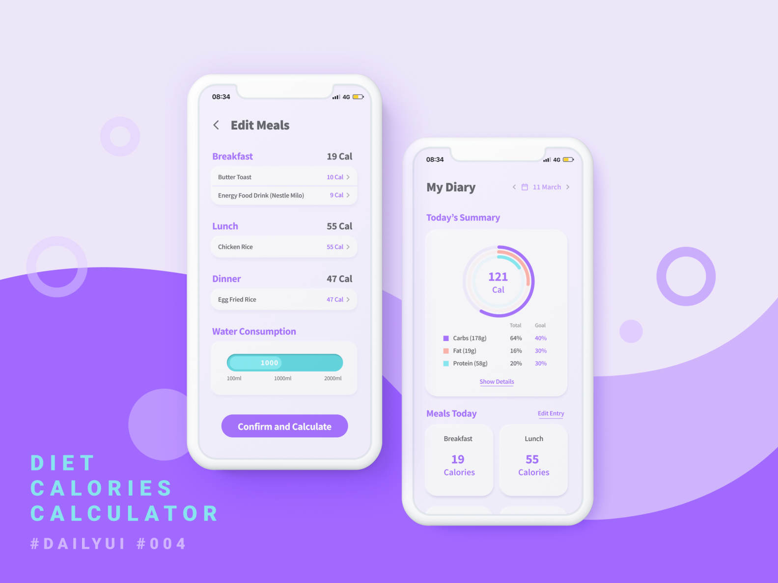 #004 Diet Calories Calculator by Jessica Helena on Dribbble
