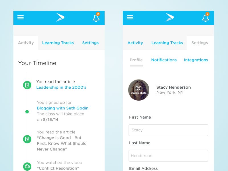 User Dashboard Mobile View by Chris Gillis for Continu on Dribbble