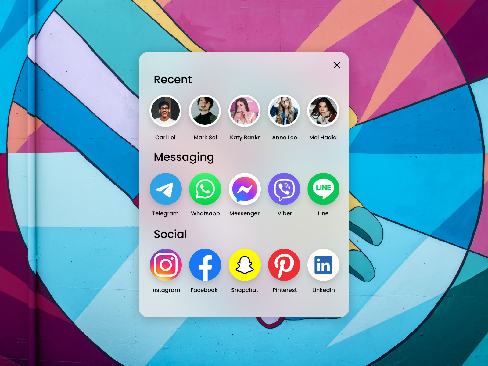 A Sample UI for Social Share by Wendell Maraña on Dribbble