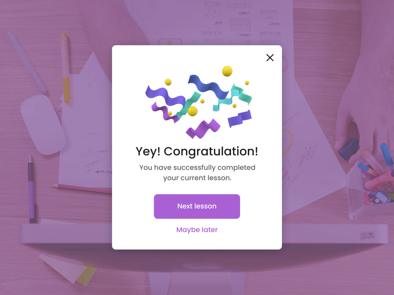 A Sample UI For A Pop-Up/Overlay Hint by Wendell Maraña on Dribbble