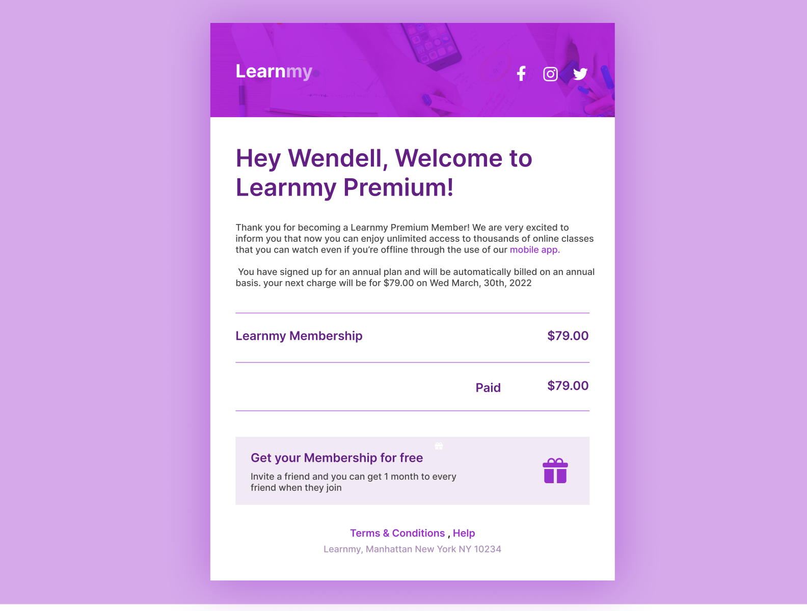 A Sample UI For An Email Receipt by Wendell Maraña on Dribbble
