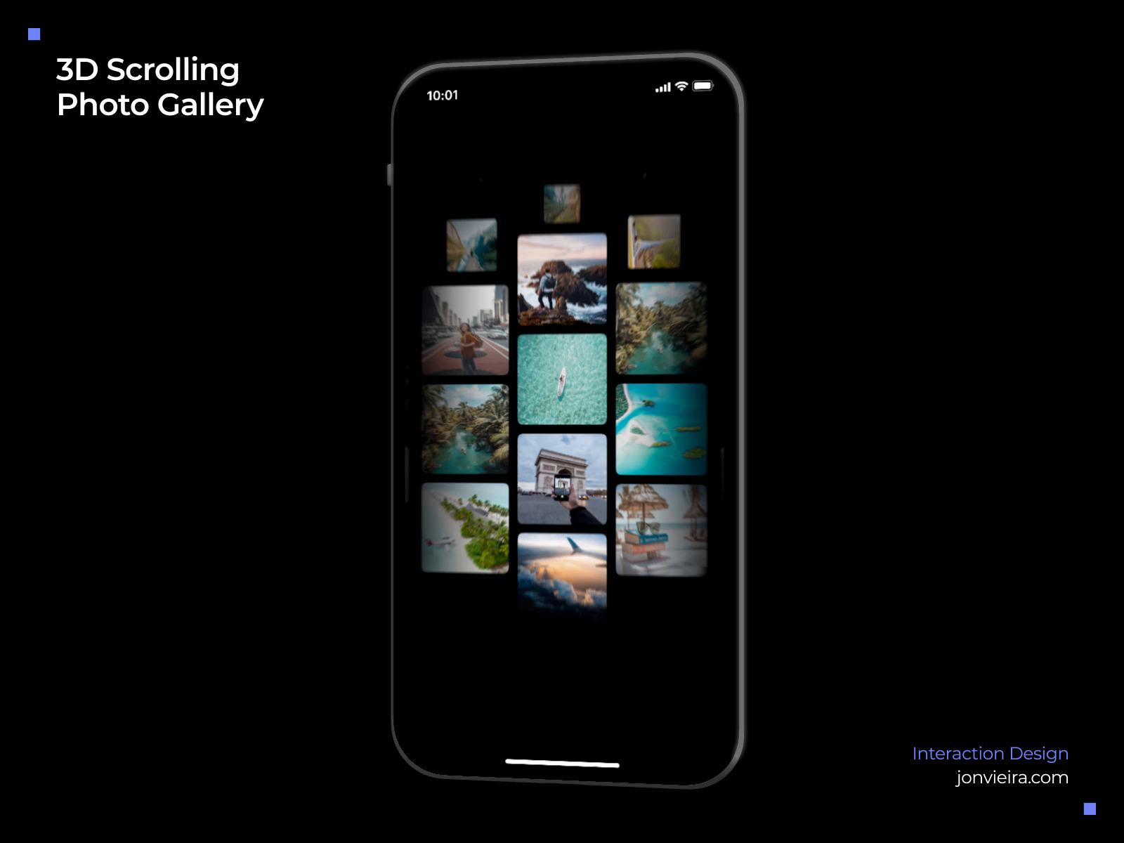 3D scrolling photo gallery by Jon Vieira on Dribbble