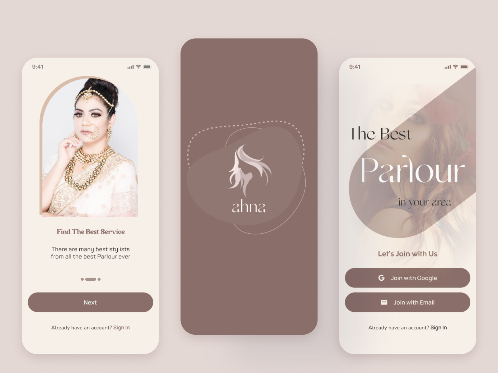 Ahna parlor app Onboarding UI Design by Nazmun Lopa on Dribbble