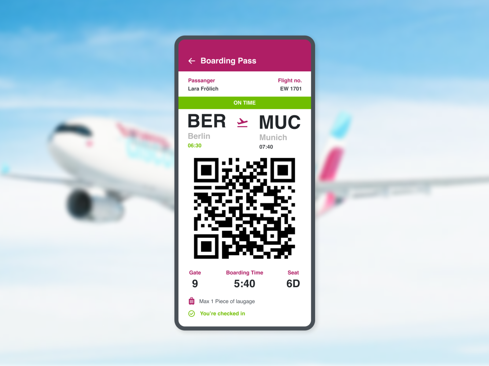 Daily UI 024 - Boarding Pass by Lara Frölich on Dribbble