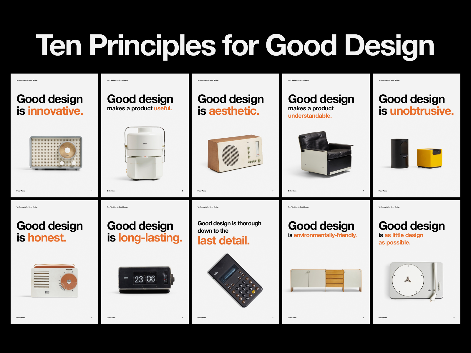 Ten Principles for Good Design: Dieter Rams by Dario Taseski on Dribbble