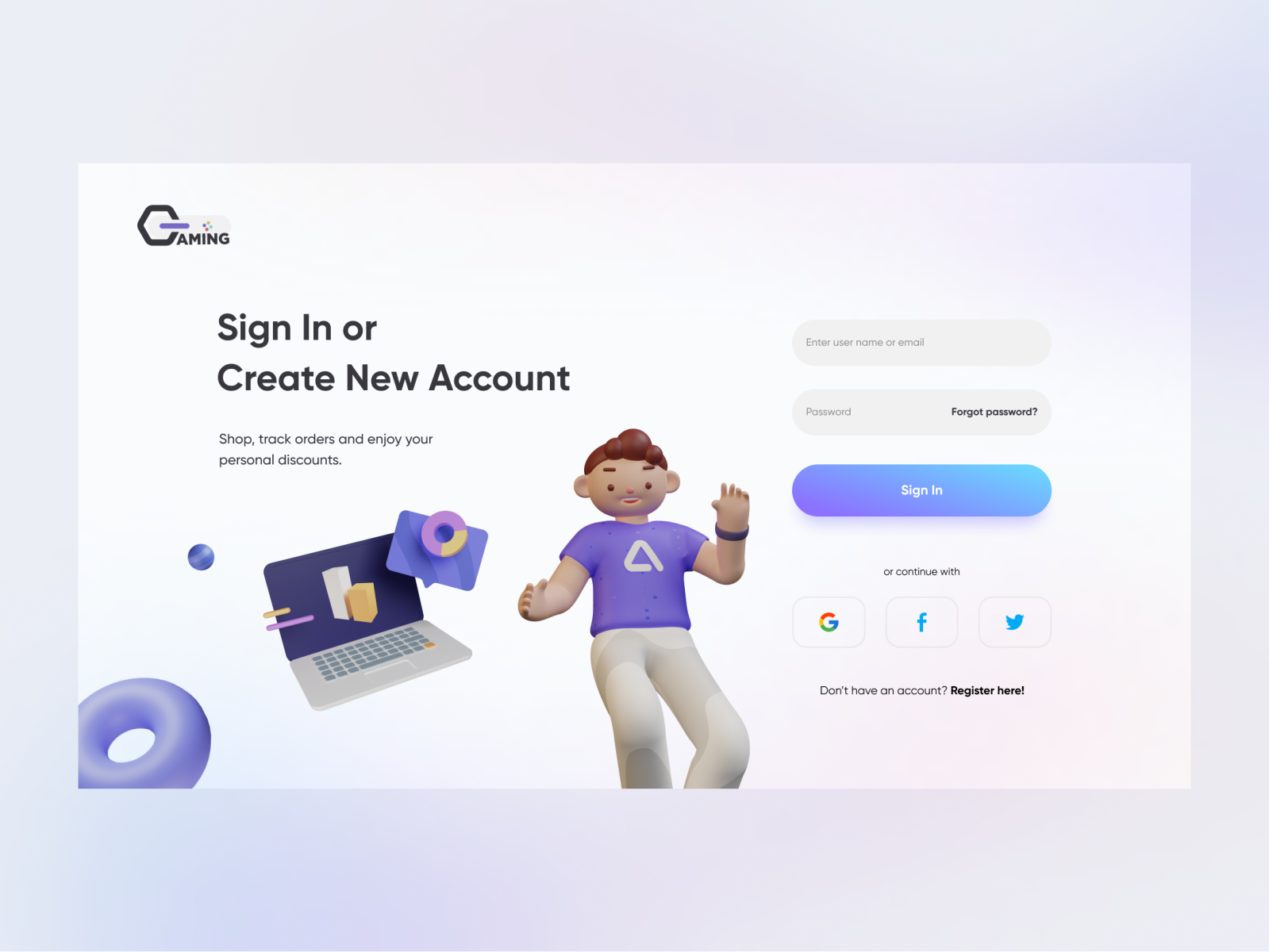 Concept Log in page by Viktoriya Tserakhovich on Dribbble