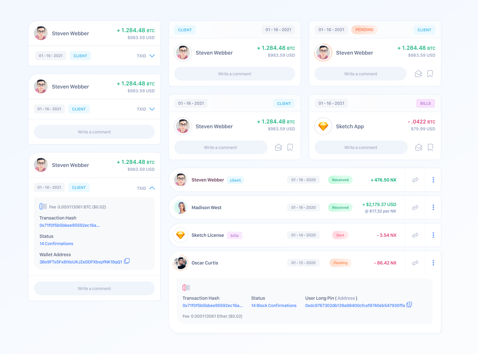Transaction Cards - Crypto by Igor Leygerman on Dribbble