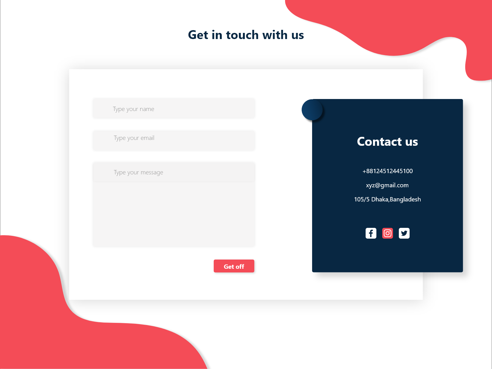 Contact from ui by Tamanna Afroz on Dribbble
